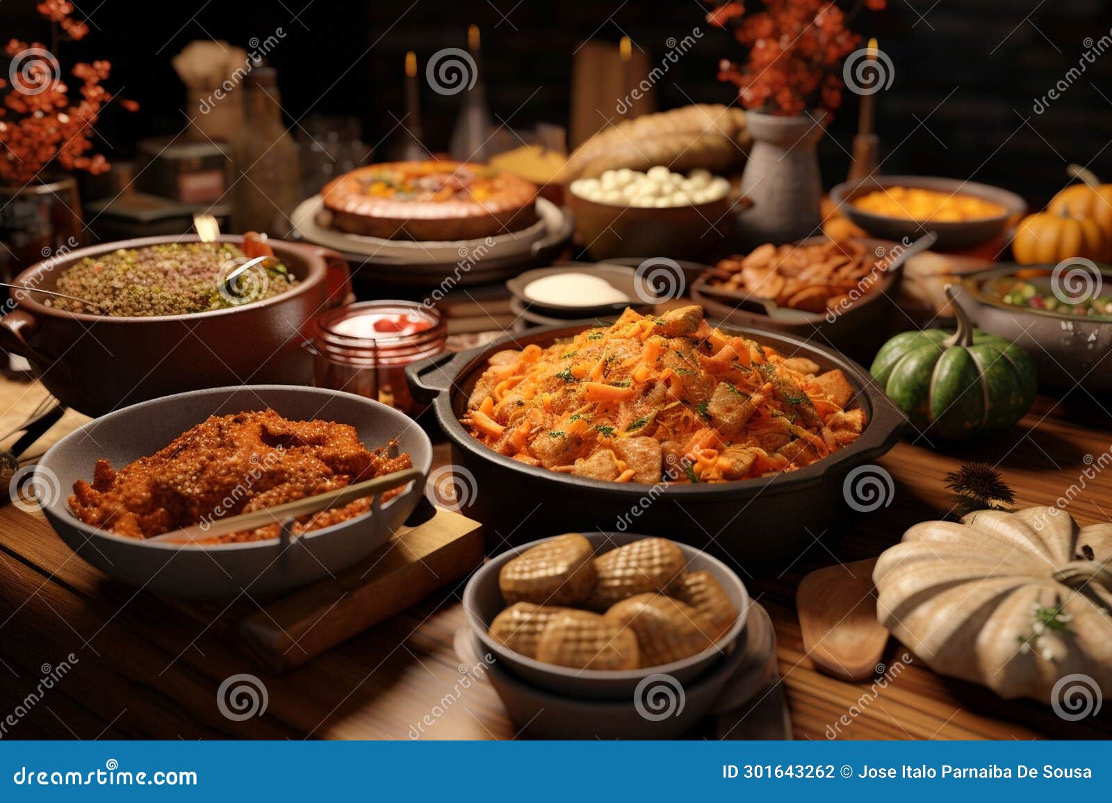Thanksgiving Potluck Concept with a Diverse Stock Illustration ...