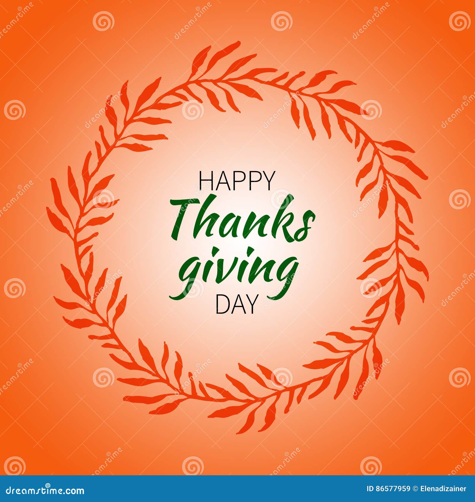 Thanksgiving Round Label with Orange Leaves. Stock Illustration ...