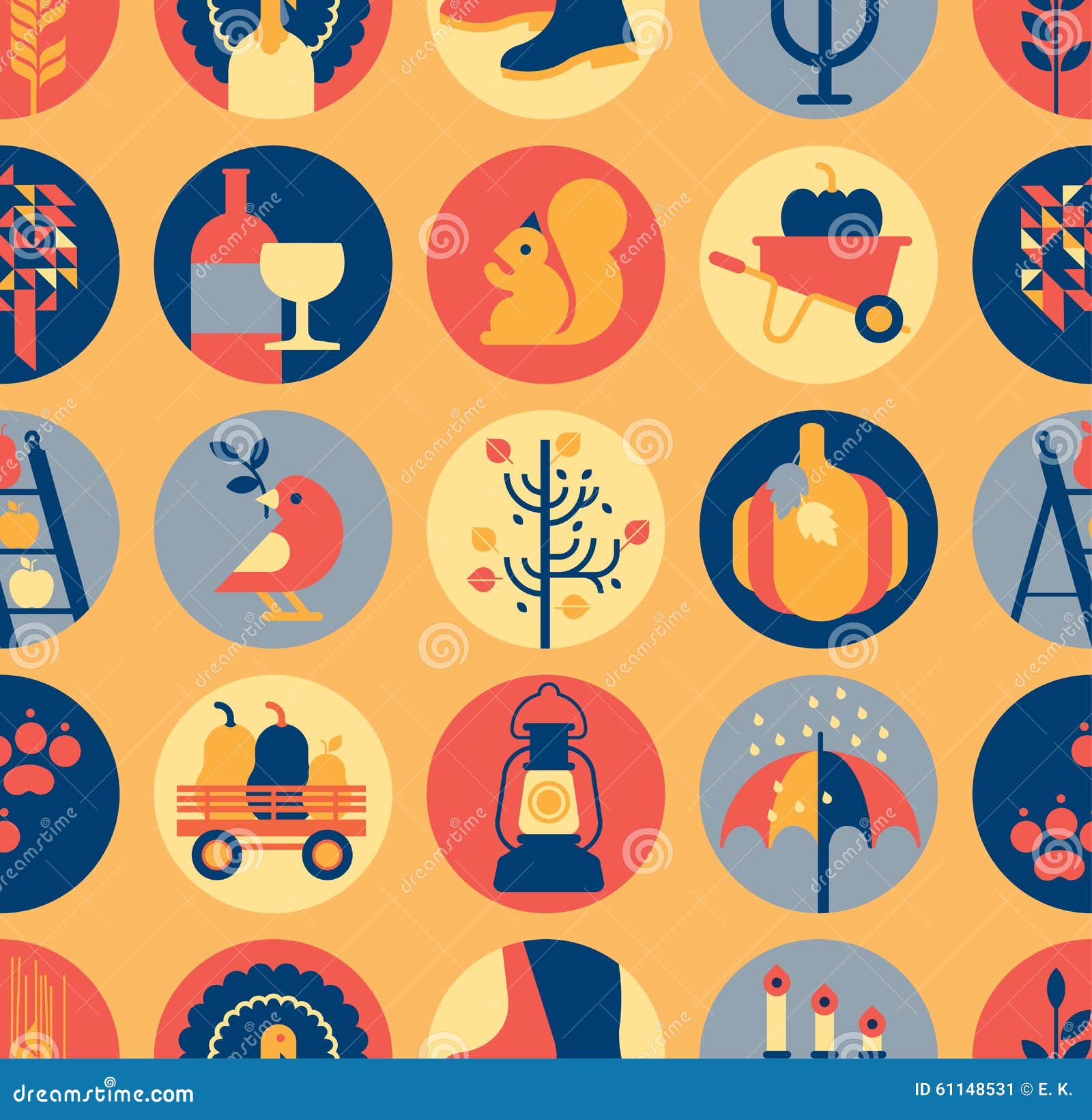 Thanksgiving Seamless Background Stock Vector - Illustration of flat ...