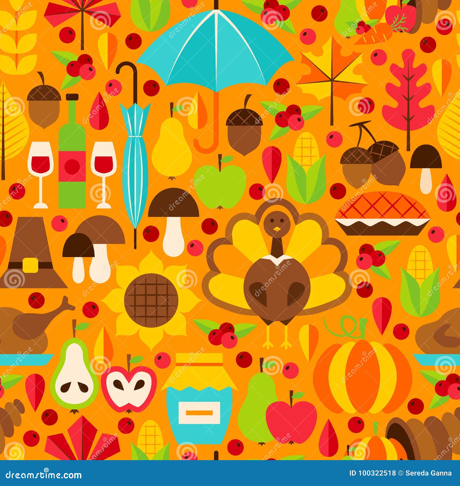 Thanksgiving Seamless Pattern Stock Vector - Illustration of fall, corn ...
