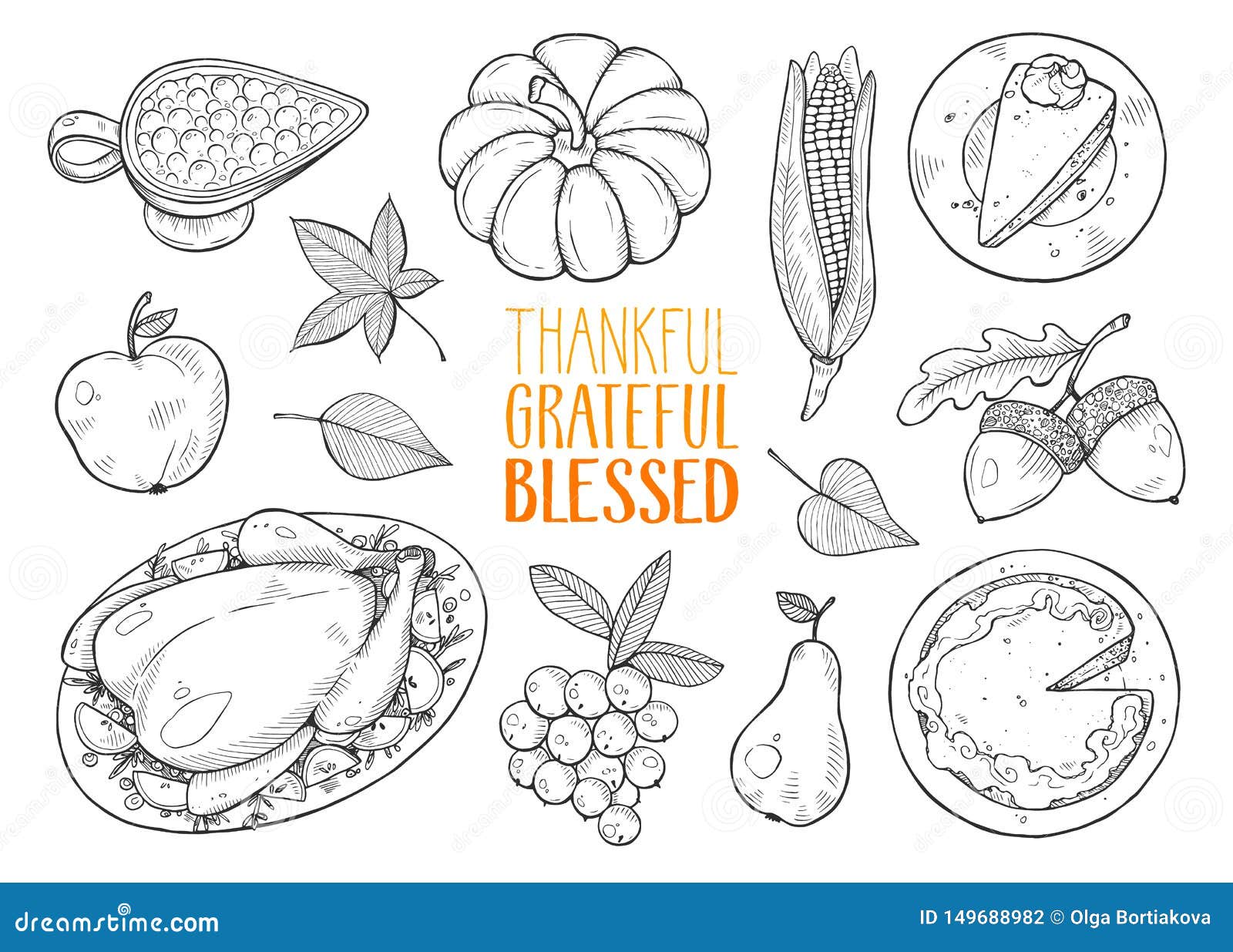 Thanksgiving Sketches Vector Stock Vector - Illustration of design ...