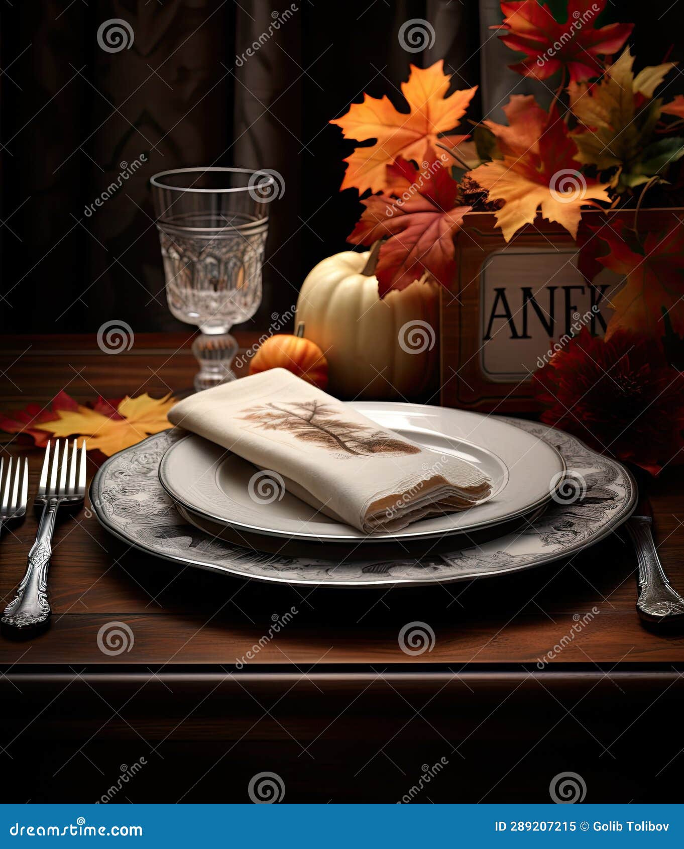 A Thanksgiving Table with a Plate with a Nap Stock Image - Image of ...