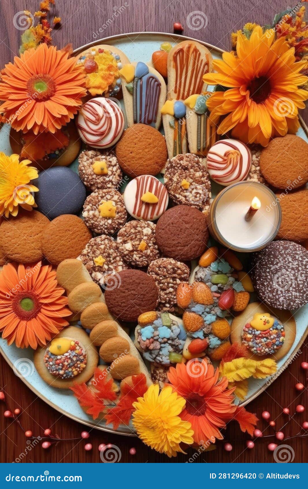 Thanksgiving-themed Cookies and Desserts on a Platter Stock ...