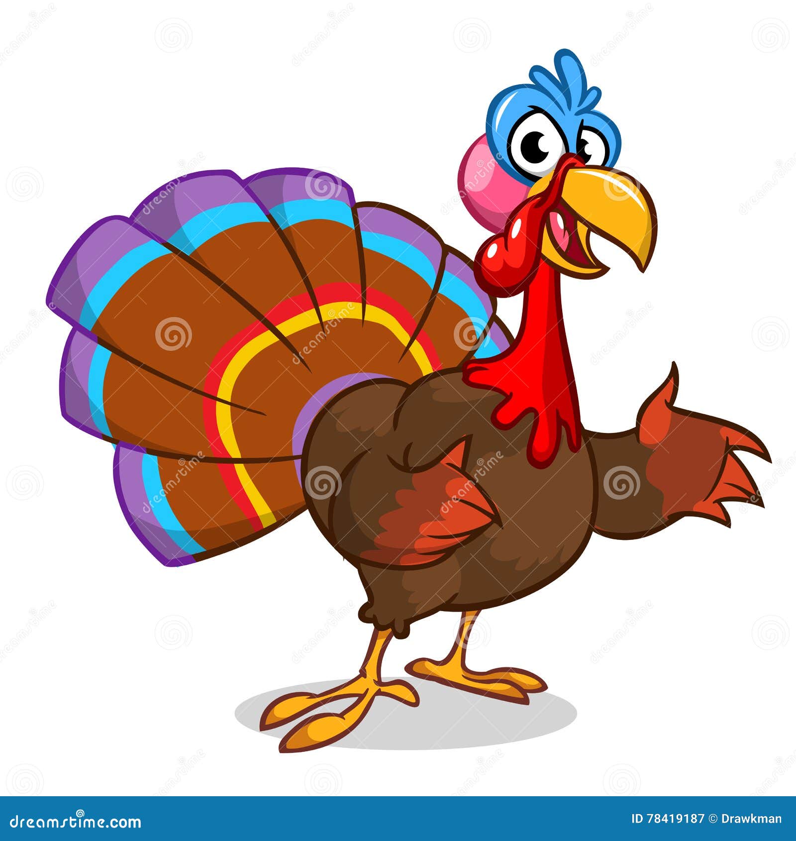 Thanksgiving Turkey Cartoon Waving. Vector Character Isolated on White ...