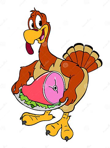 Thanksgiving Turkey with Ham Stock Vector - Illustration of dinner ...
