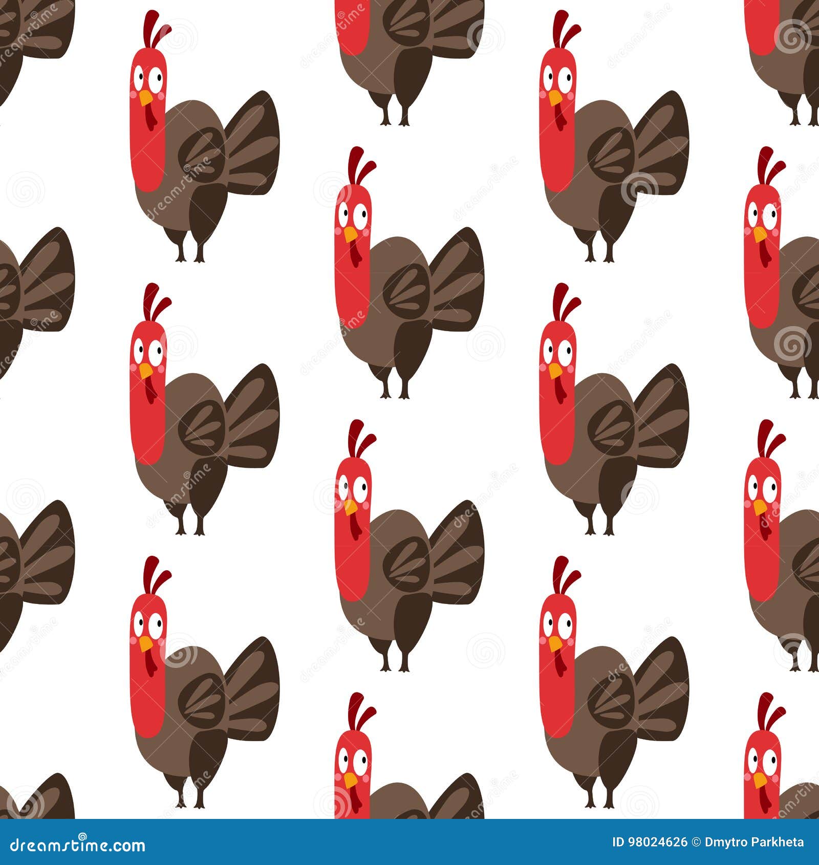 Turkey Pattern. A Hand-drawn Cartoon-style Bird, The Isolated Black ...