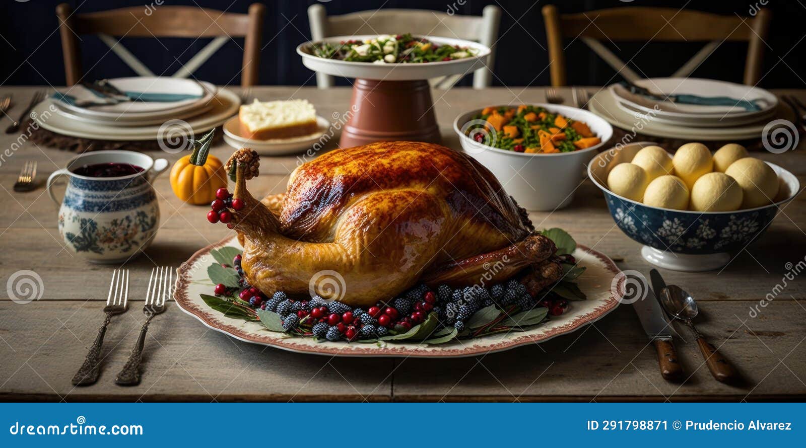 Thanksgiving Turkey on the Table Stock Illustration - Illustration of ...