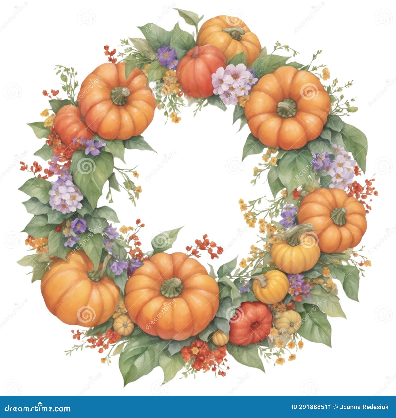 Thanksgiving Wreath Boho Style Isolated on White Background Stock ...