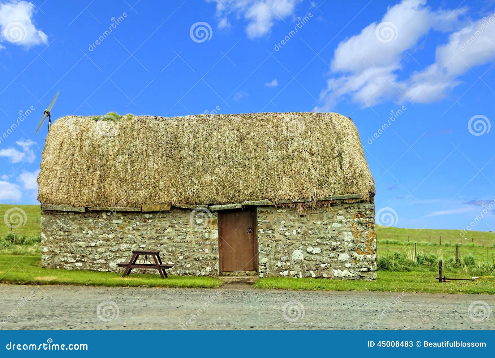 Thatch hut stock image. Image of bricks, scotland, hill - 45008483