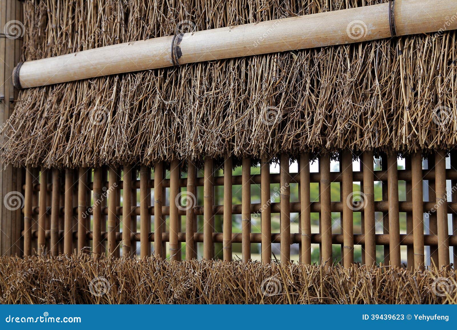 Thatched and Bamboo Fences Wall Stock Image - Image of asian ...