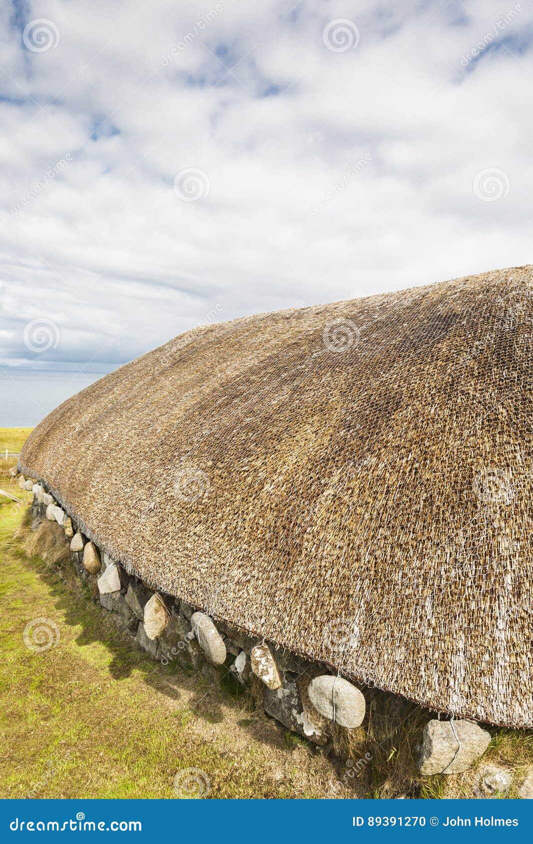 Blackhouse Thatched Roof Detail With Thatch, Stone And Rope Royalty ...
