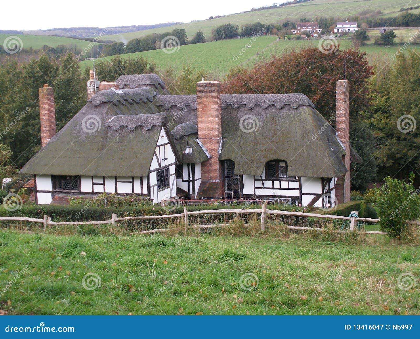 Thatched cottage stock image. Image of fields, east, timber - 13416047