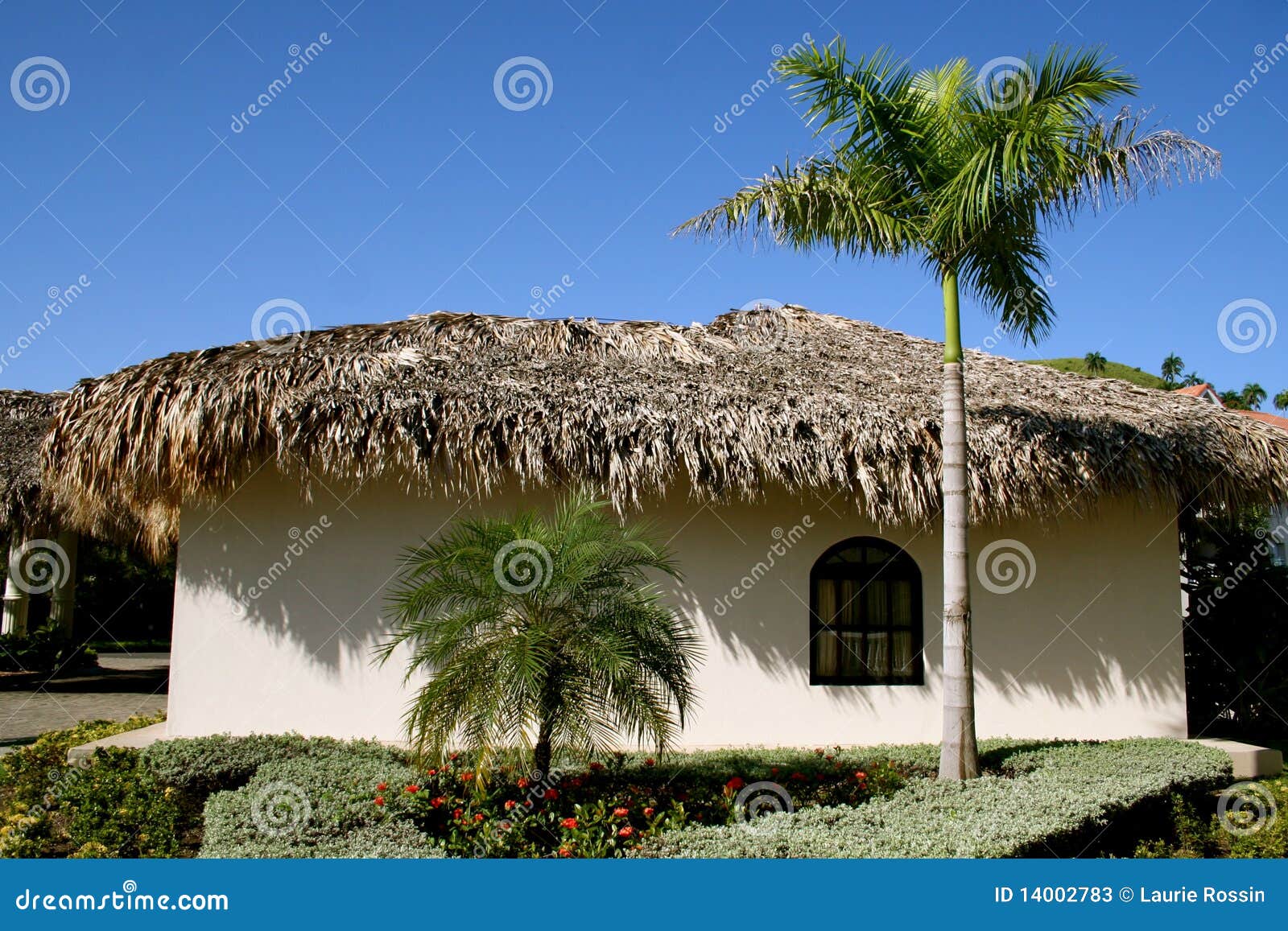 Thatched grass roof house stock image. Image of blue - 14002783