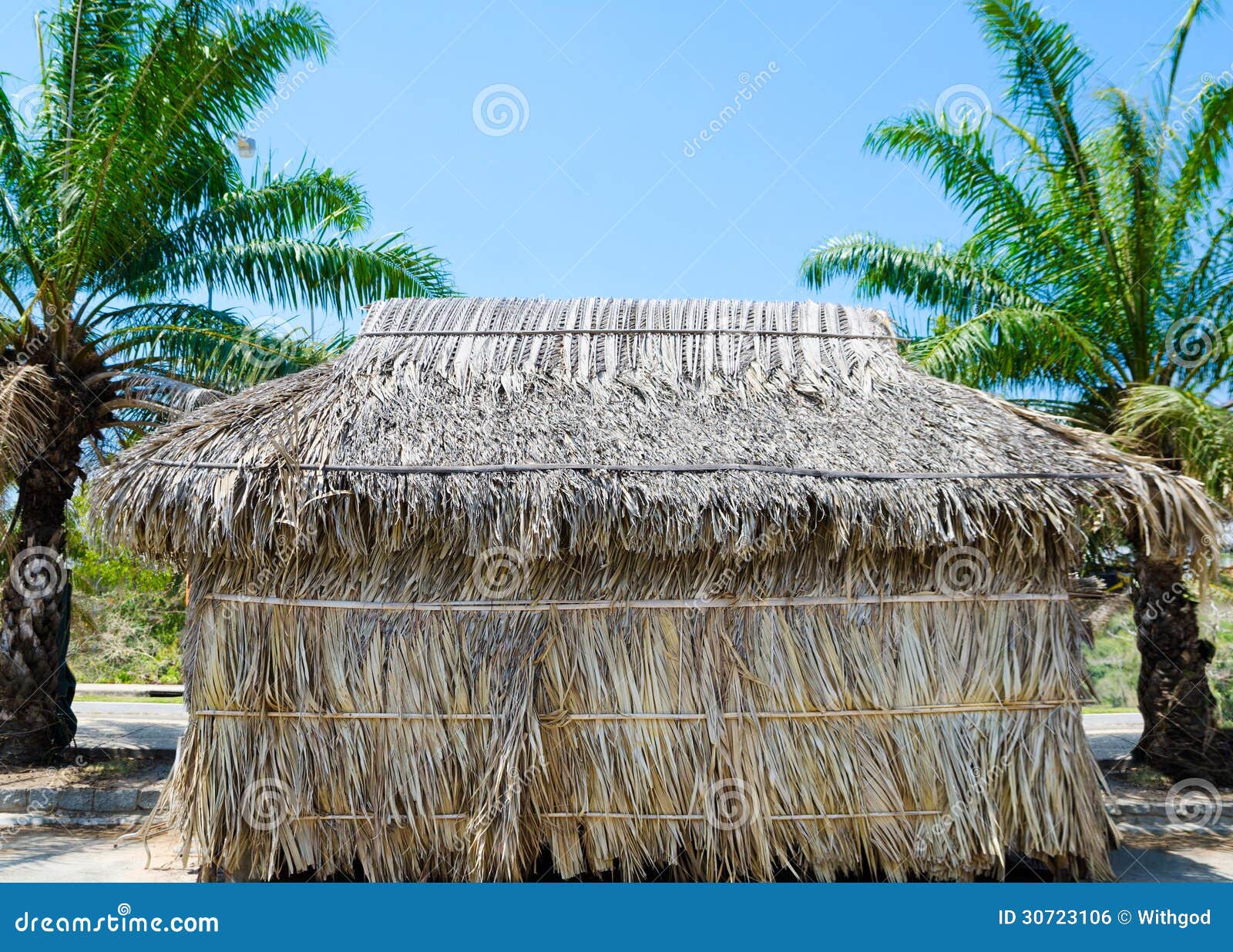 Thatched hut stock photo. Image of sunny, palm, grass - 30723106