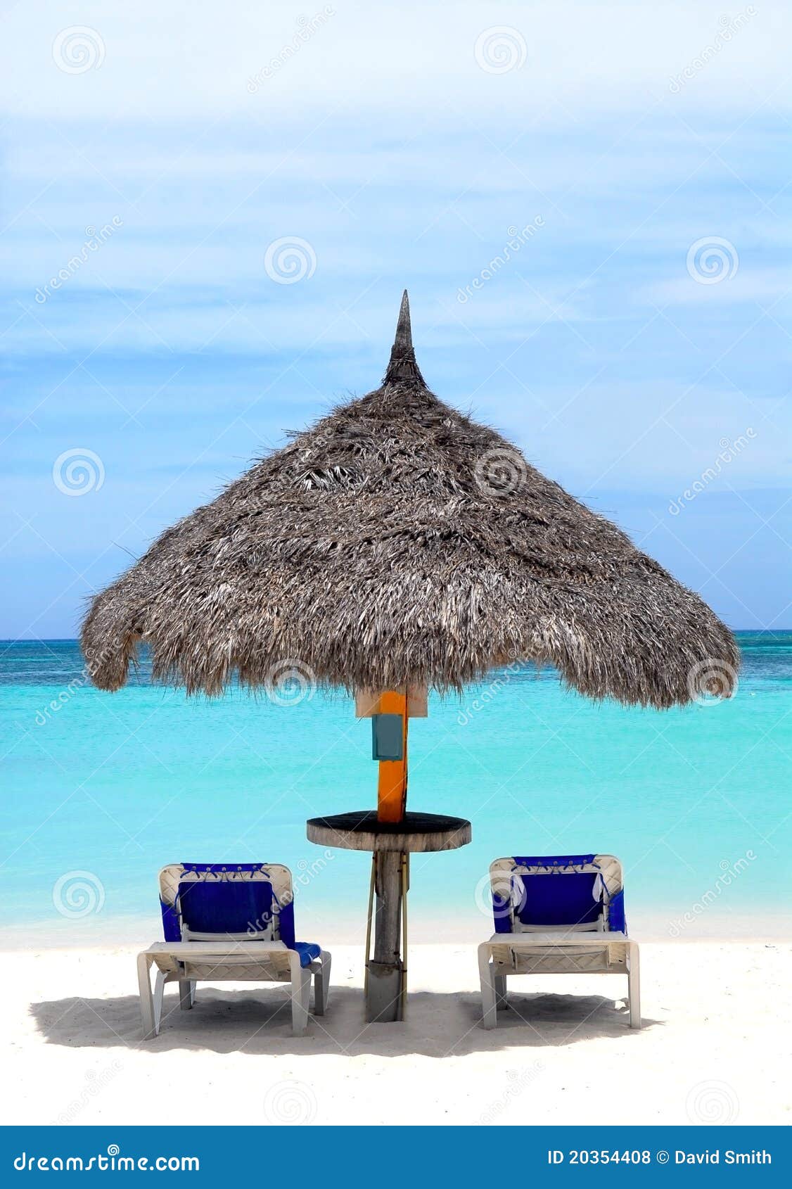 Thatched Hut on a Stretch of Beach in Aruba Stock Photo - Image of ...