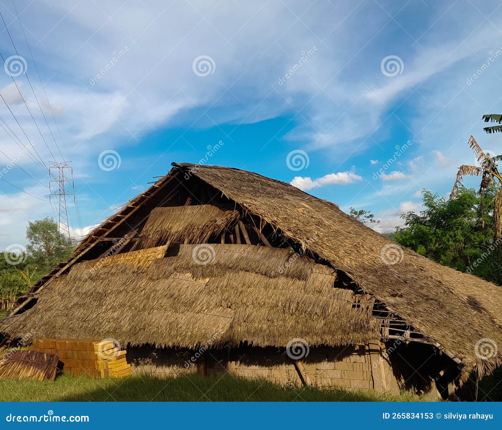 A Thatched Hut, a Traditional Brick Making Place Stock Image - Image of ...