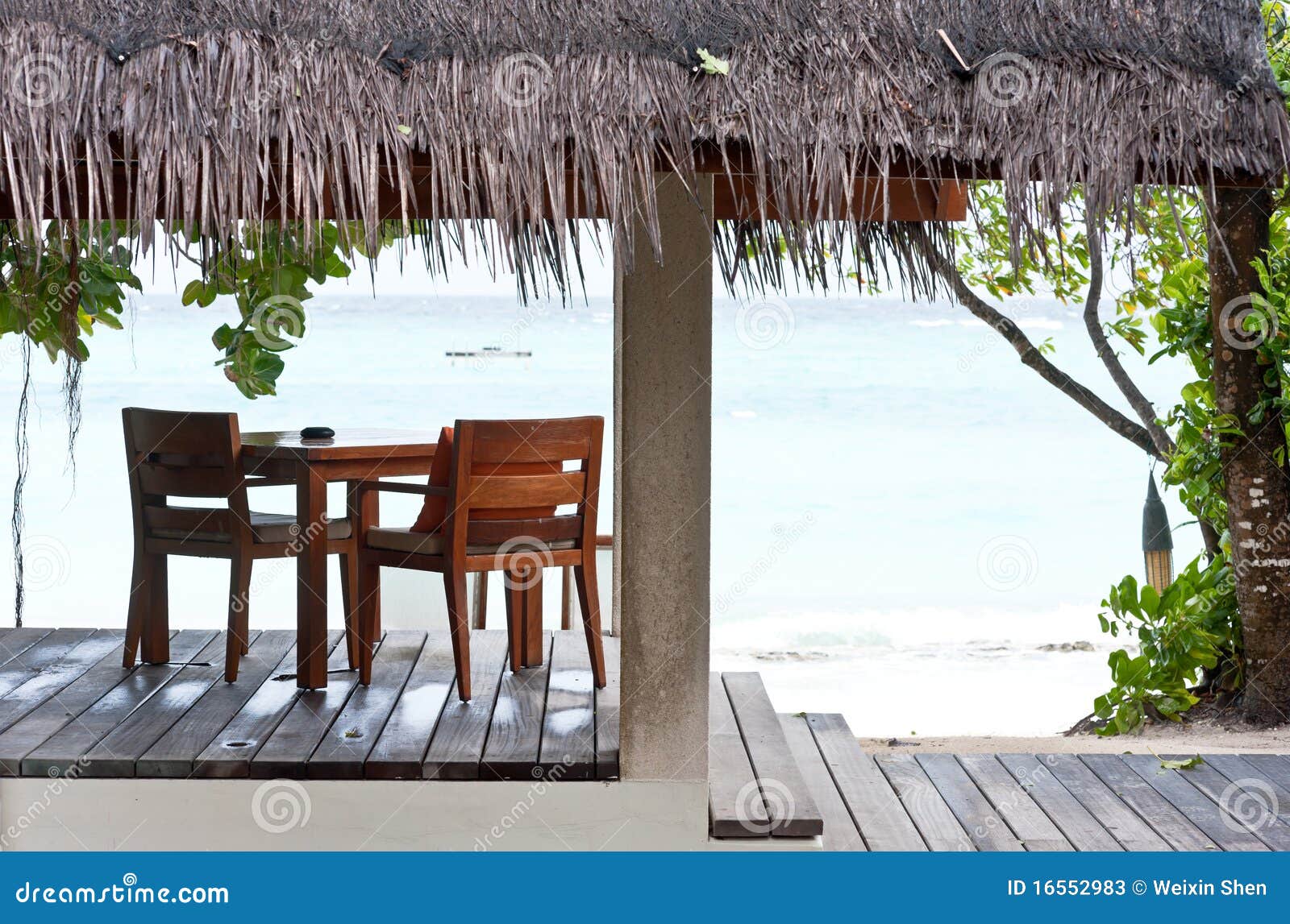 Thatched Pavilion on the Beach Stock Image - Image of nature, beach ...