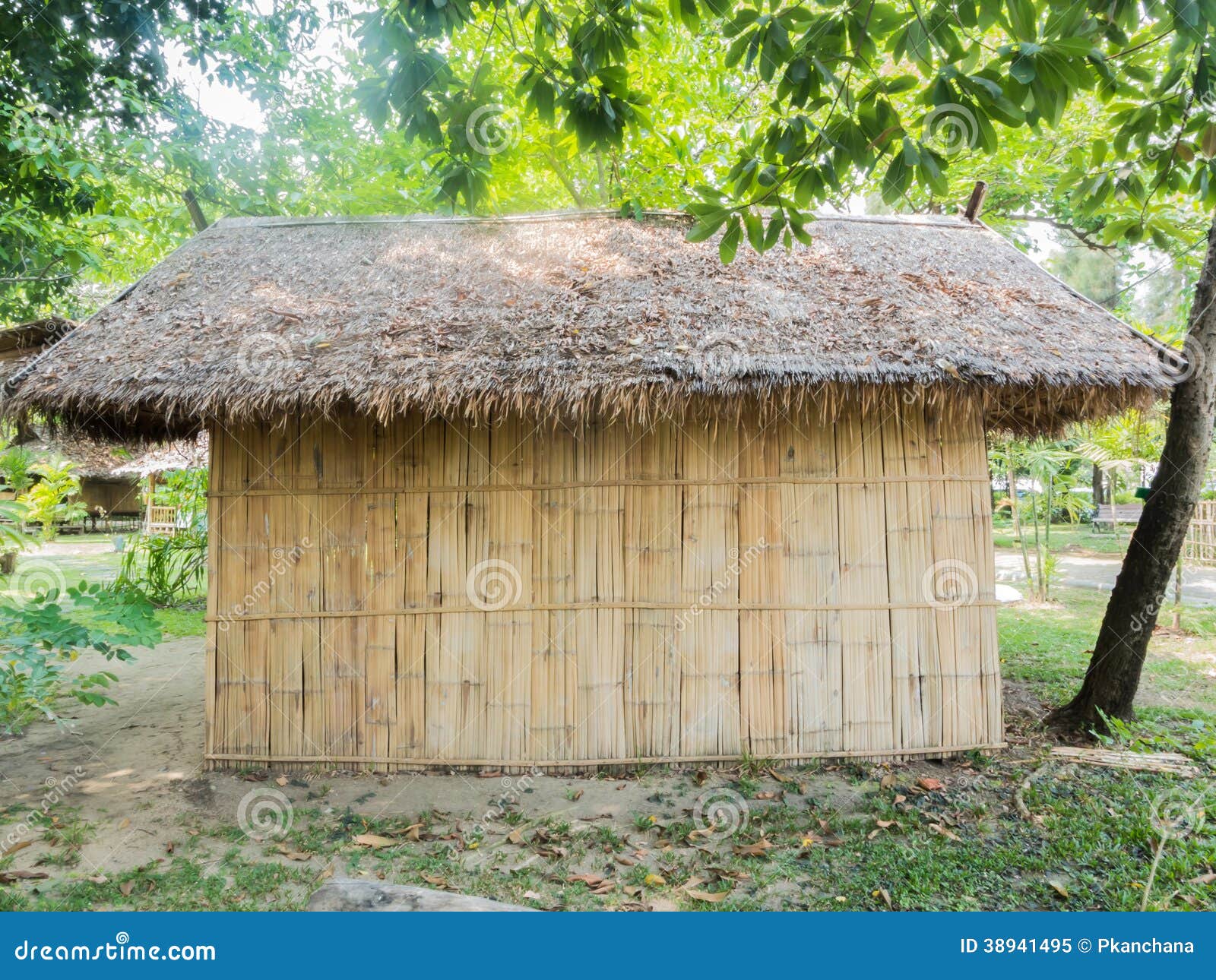 Thatched Roof and Bamboo Wall Stock Image - Image of structure, pattern ...