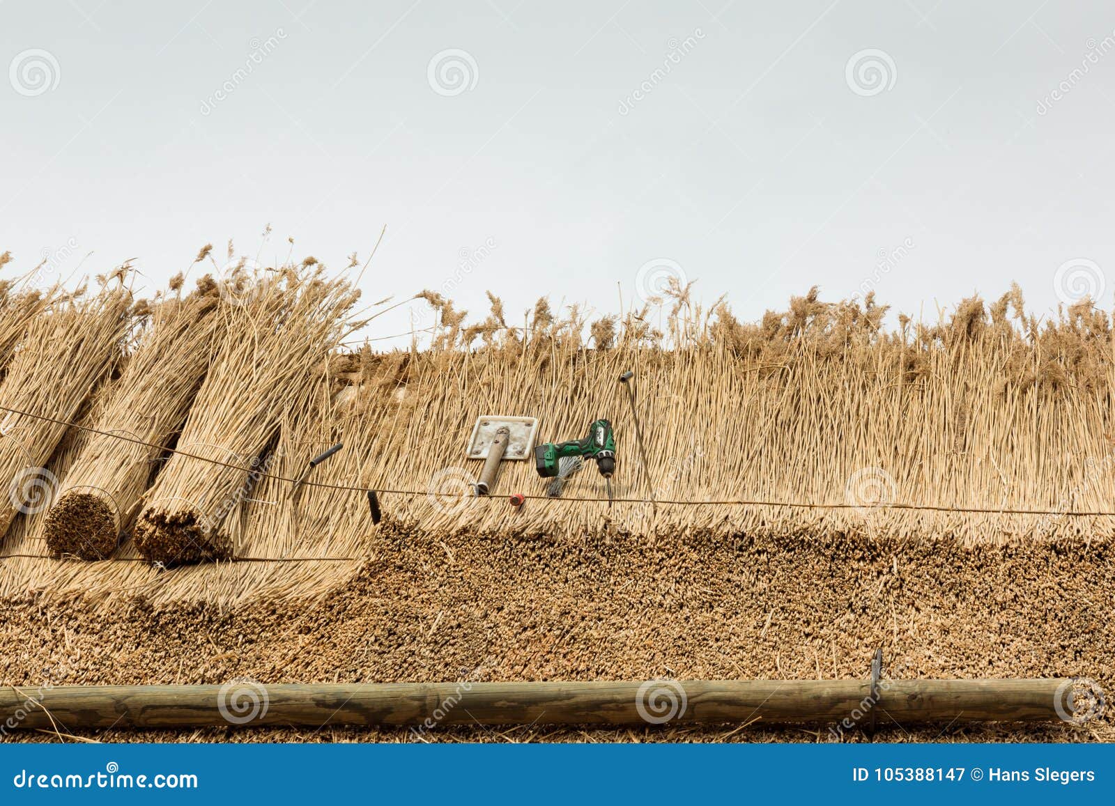Thatched Roof with Straw and Tools Stock Image - Image of craft, house ...