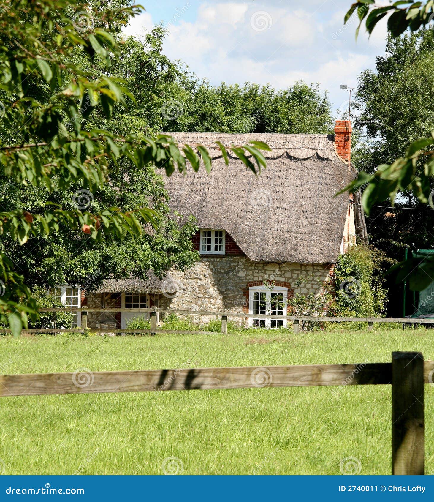 Rural Cottage With Red Metal Roof And Attic Skylight Windows Royalty ...
