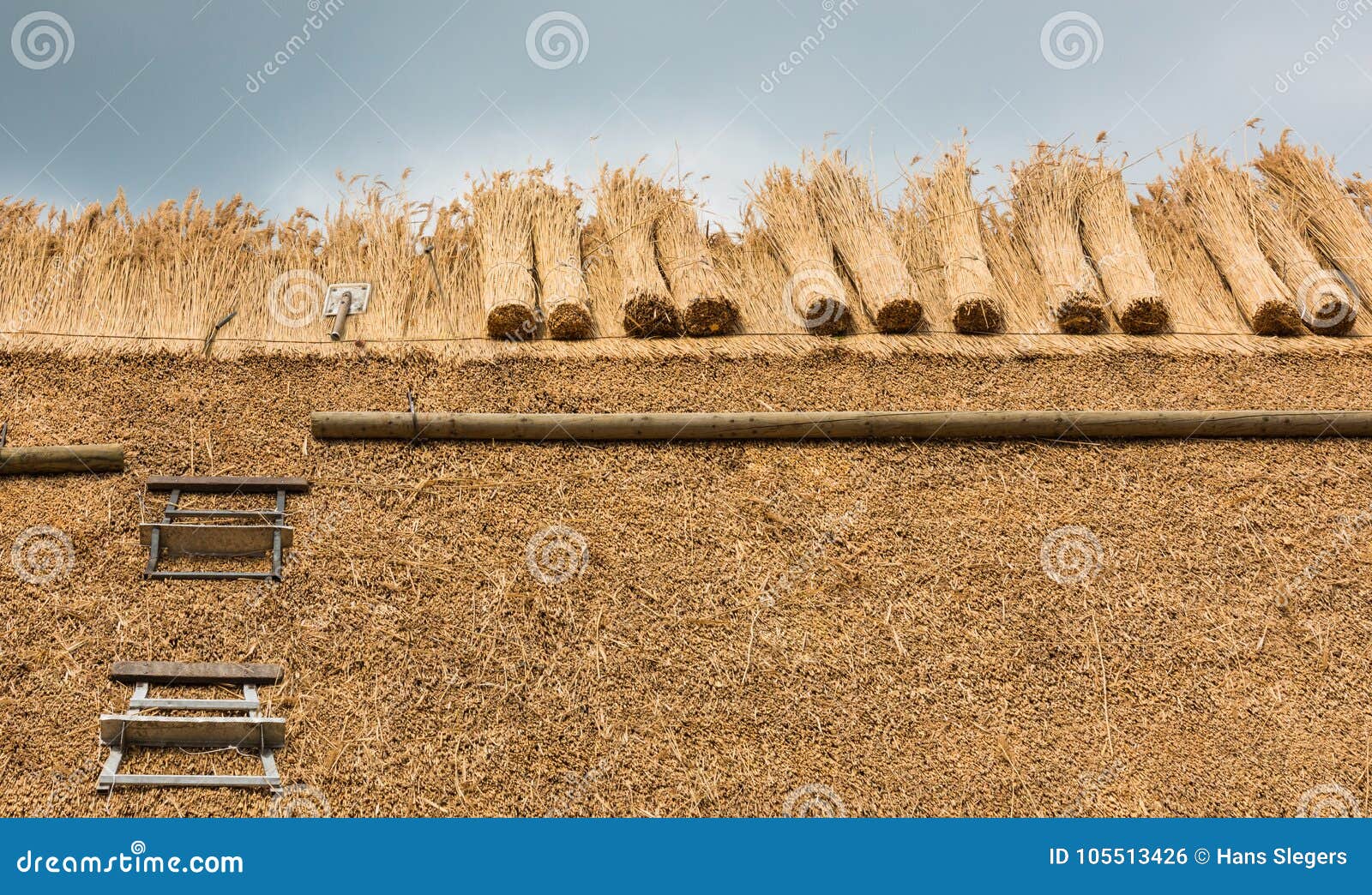 Thatched Roof with Straw and Tools Stock Photo - Image of texture ...