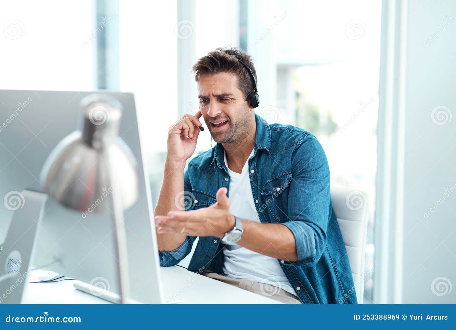 Thats Clearly an Error on Your Side. a Young Call Centre Agent Looking ...