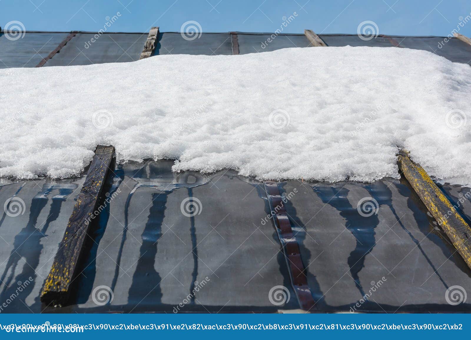 Thawing of Snow on a Roof. Snow Has Thawed on the Rooftop Stock Image ...