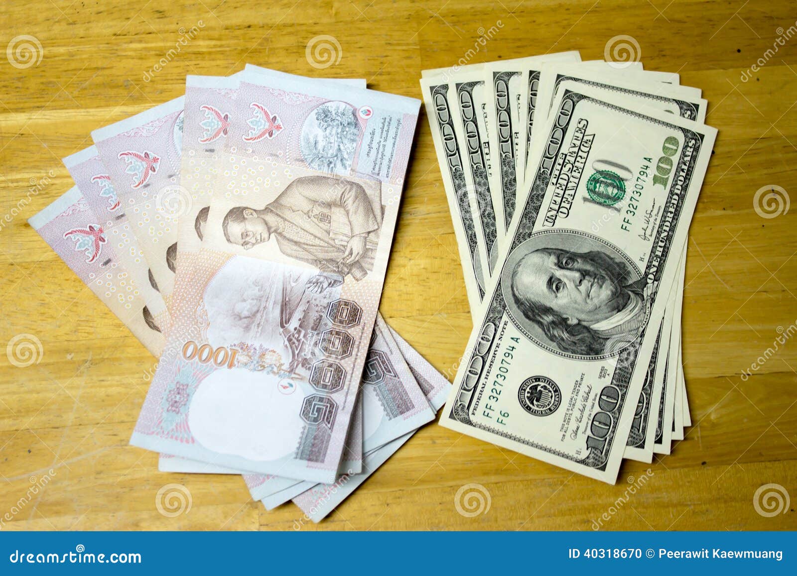 THB and USD on a table stock photo. Image of investment - 40318670