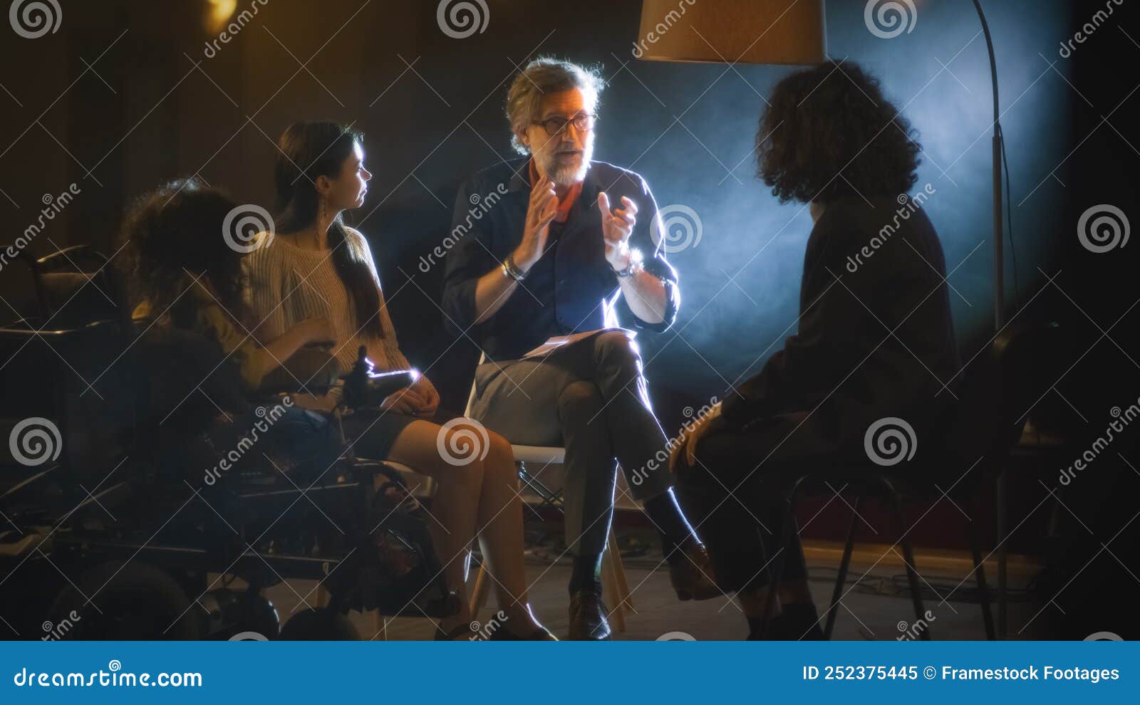 Theater Actors and Director Talking Together Stock Image - Image of ...