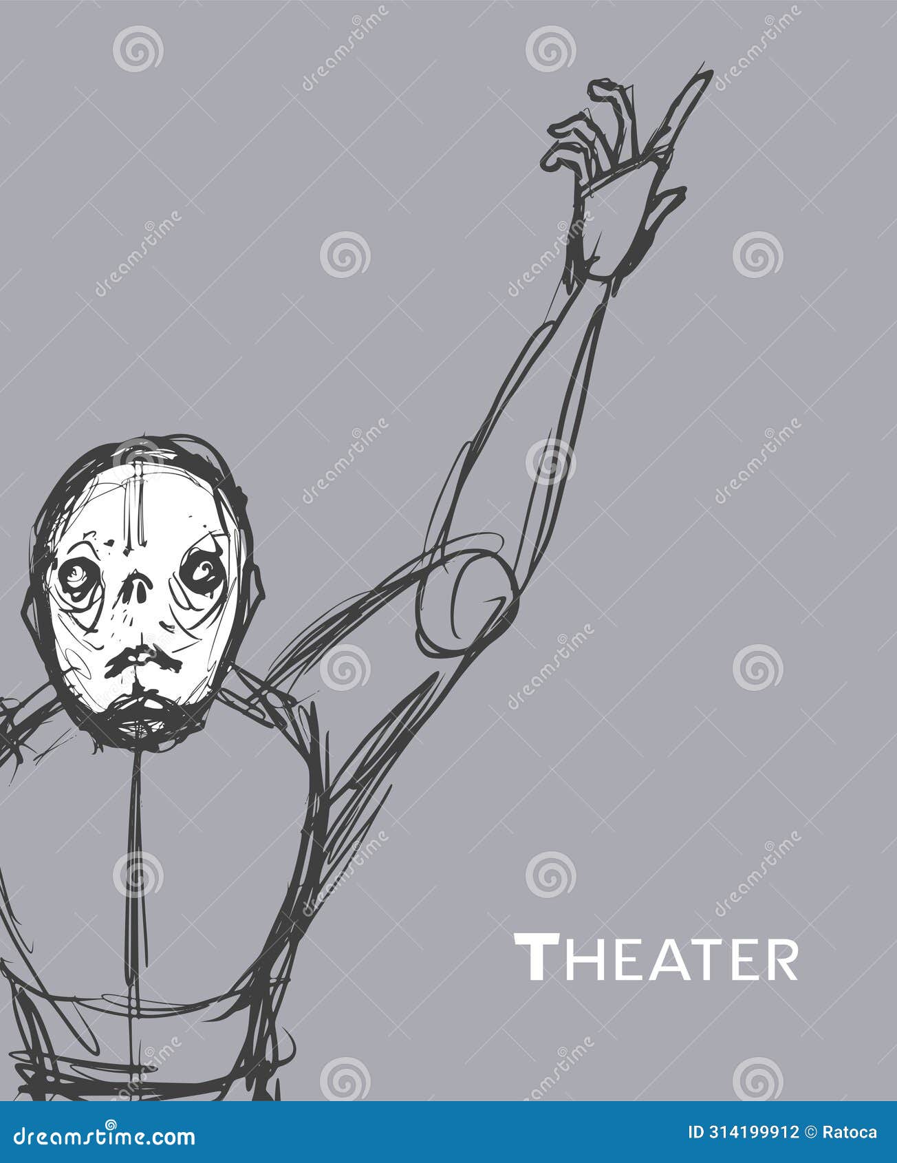 Theater Art Draw Sketch Man Stock Illustration - Illustration of ...