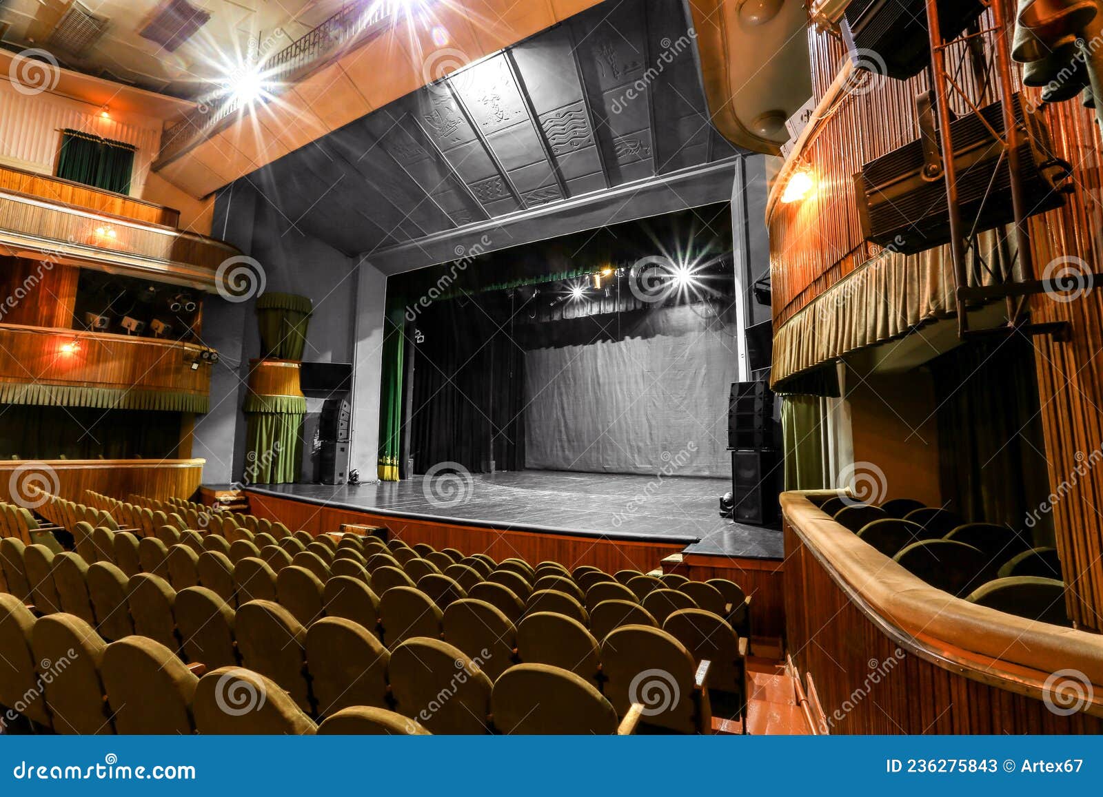 Theater Balcony Parterre Bed Stage Spotlight Stock Image - Image of ...