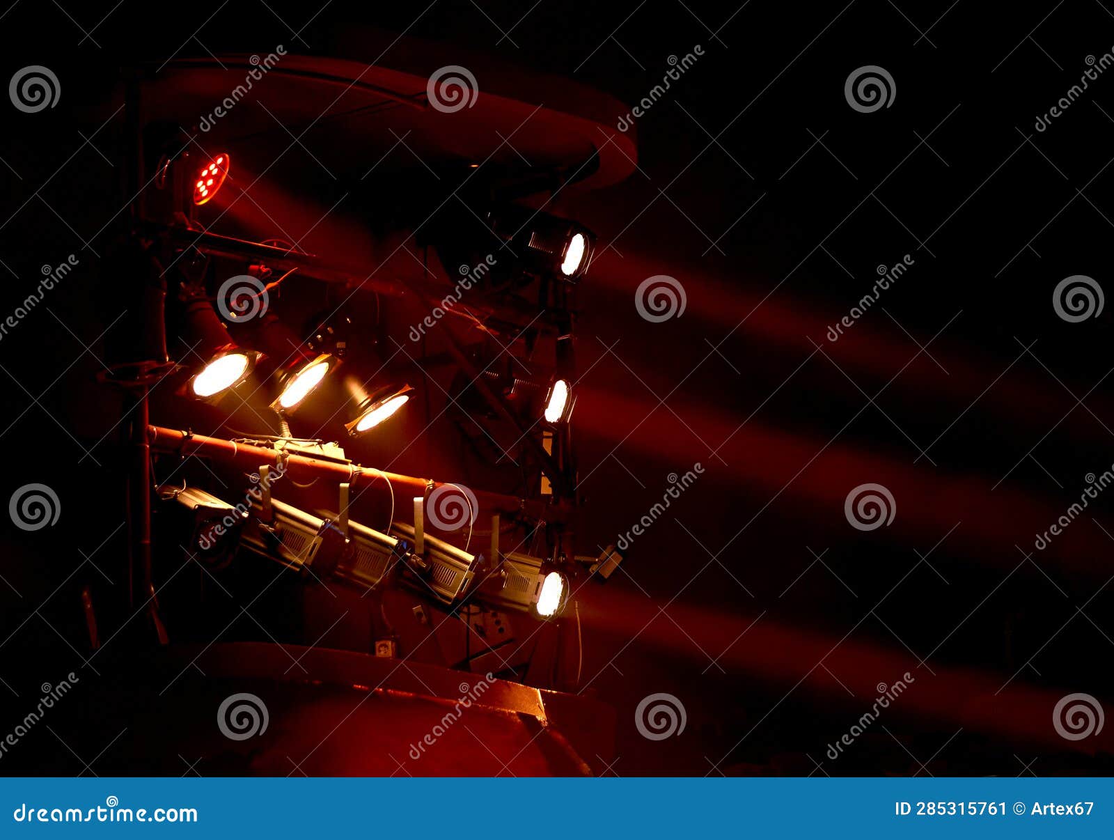 Theater Box with Red Light Spotlights Stock Image - Image of electric ...