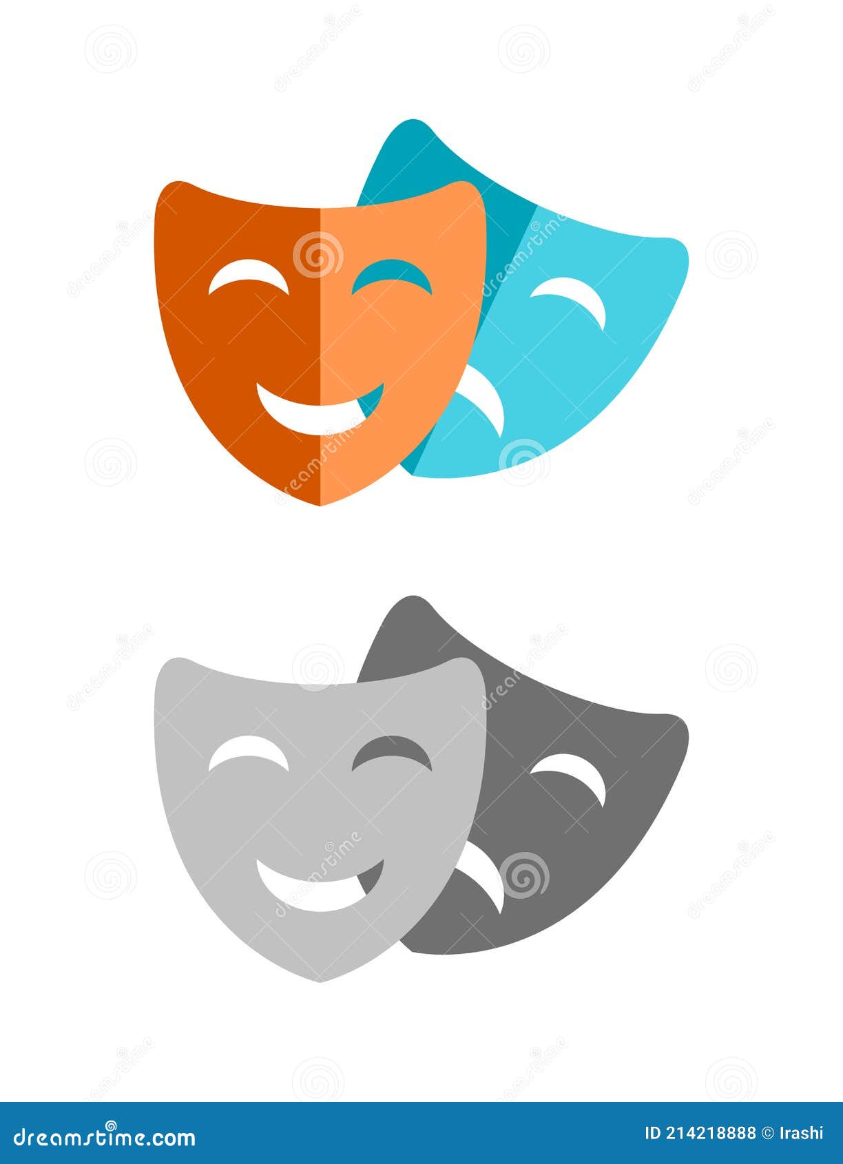 Theater Comedy Drama Face Mask Stock Vector - Illustration of isolated ...