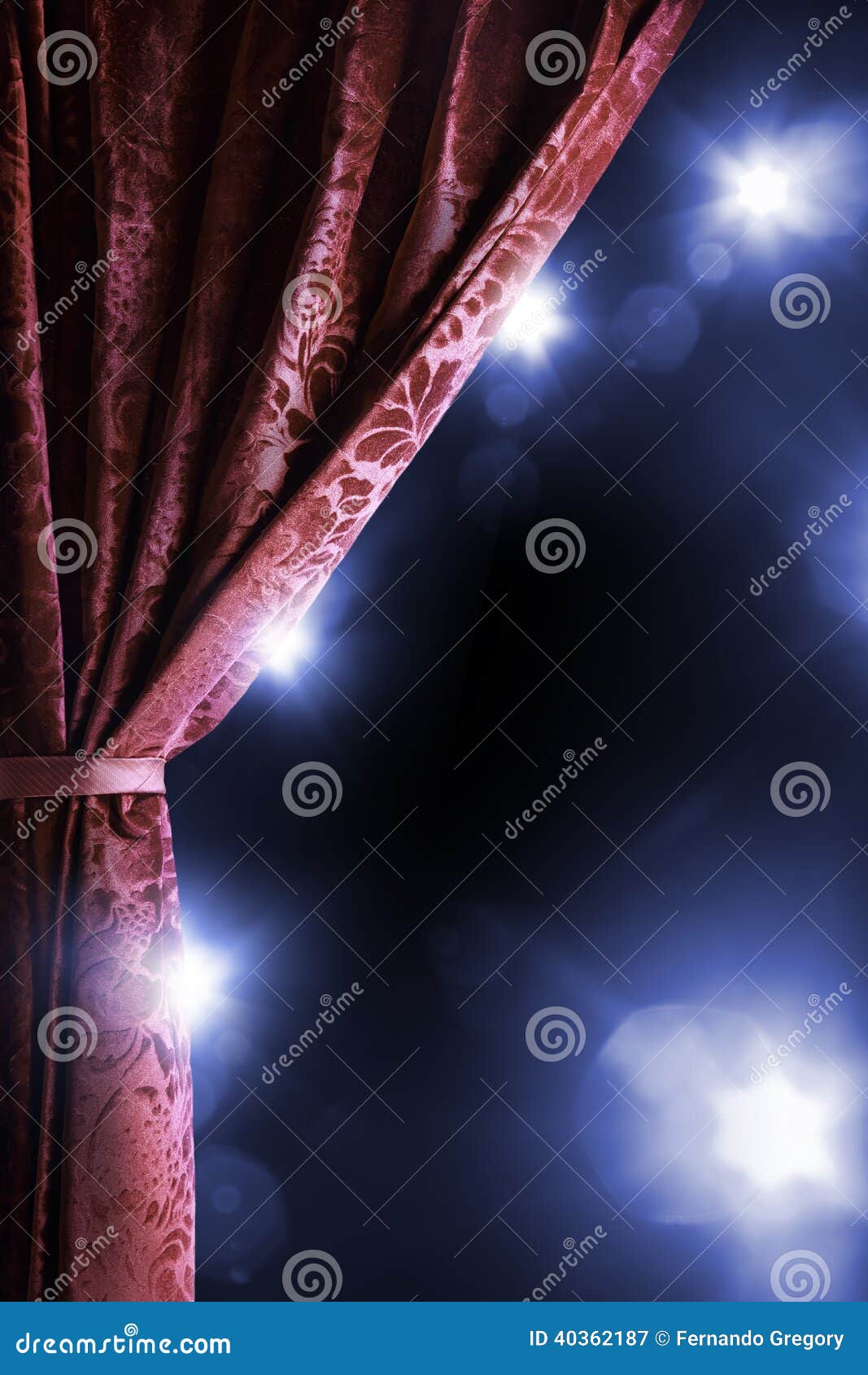 Theater Curtain with Dramatic Lighting Stock Image - Image of light ...