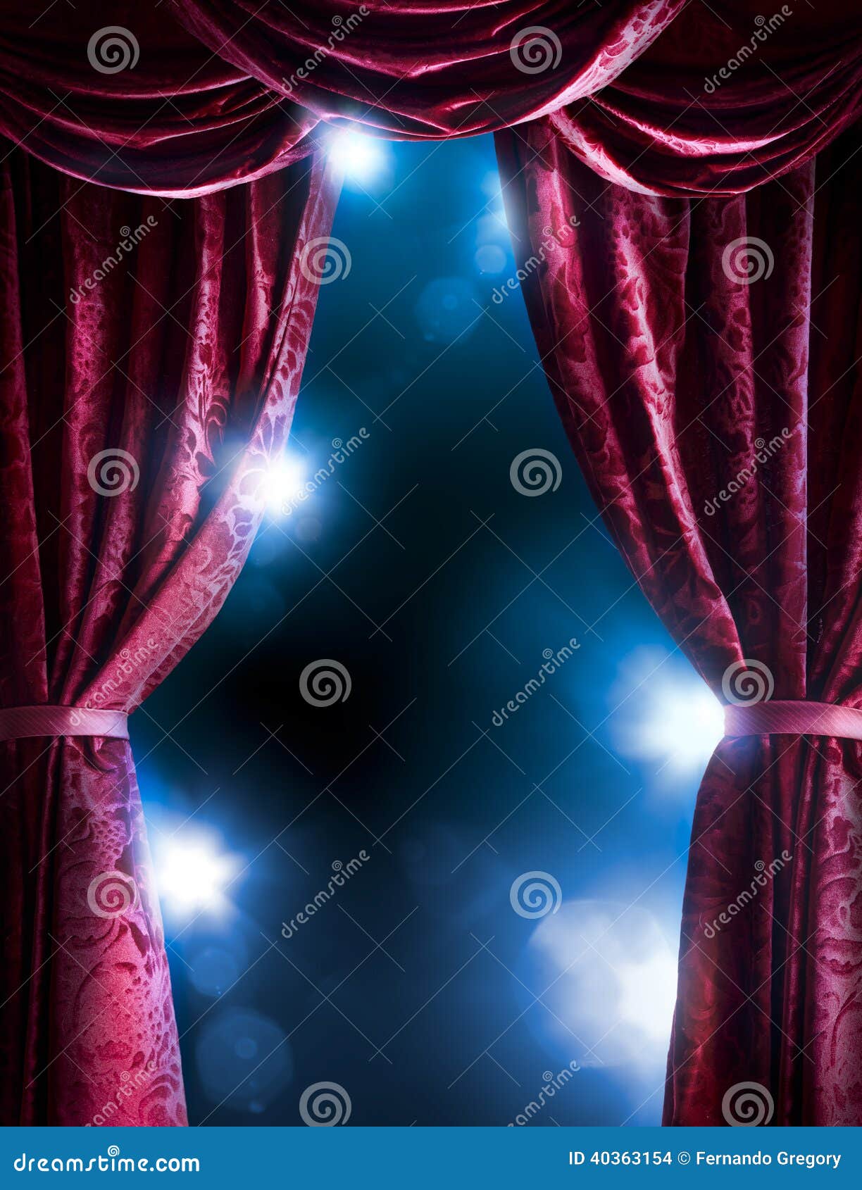Theater Curtain with Dramatic Lighting Stock Photo - Image of drapes ...