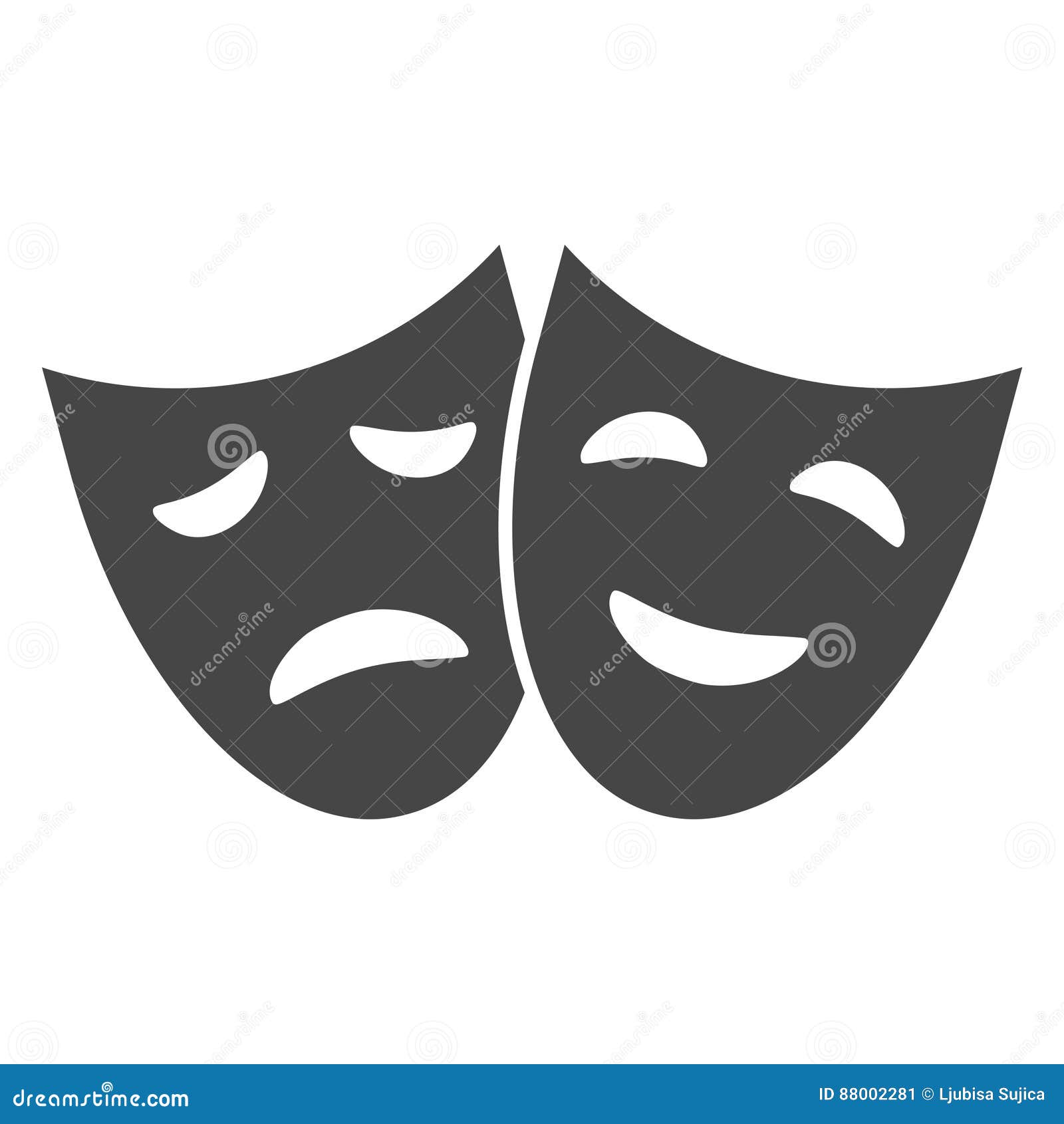 Theater Icon with Happy and Sad Masks Stock Vector - Illustration of ...