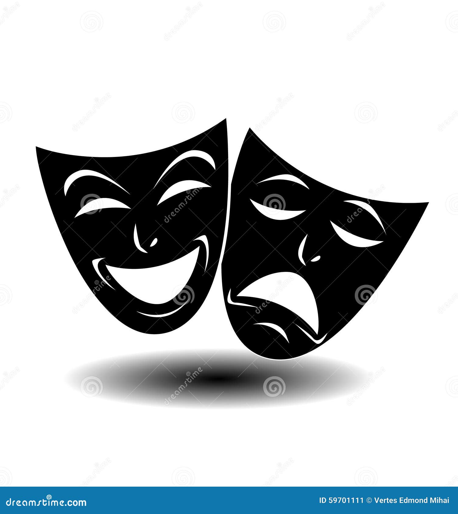 Theater Icon with Happy and Sad Masks Stock Vector - Illustration of ...
