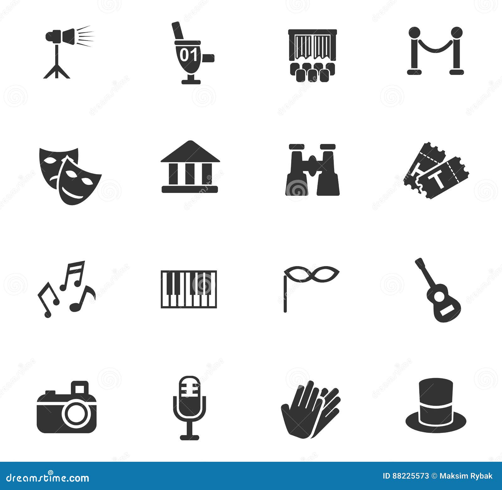 Theater icon set stock vector. Illustration of binoculars - 88225573