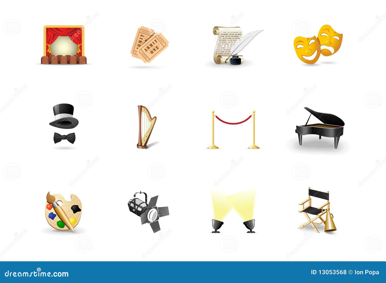 Theater Set Icons In Outline Style. Big Collection Of Theater Vector ...