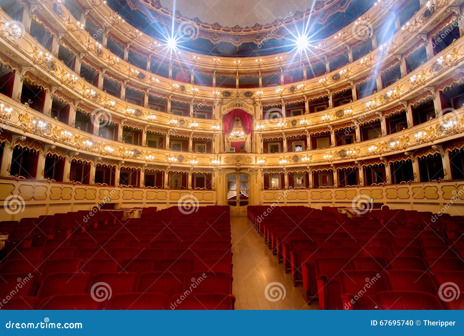 Theater, Interior View, Arena and Balconies Stock Photo - Image of ...