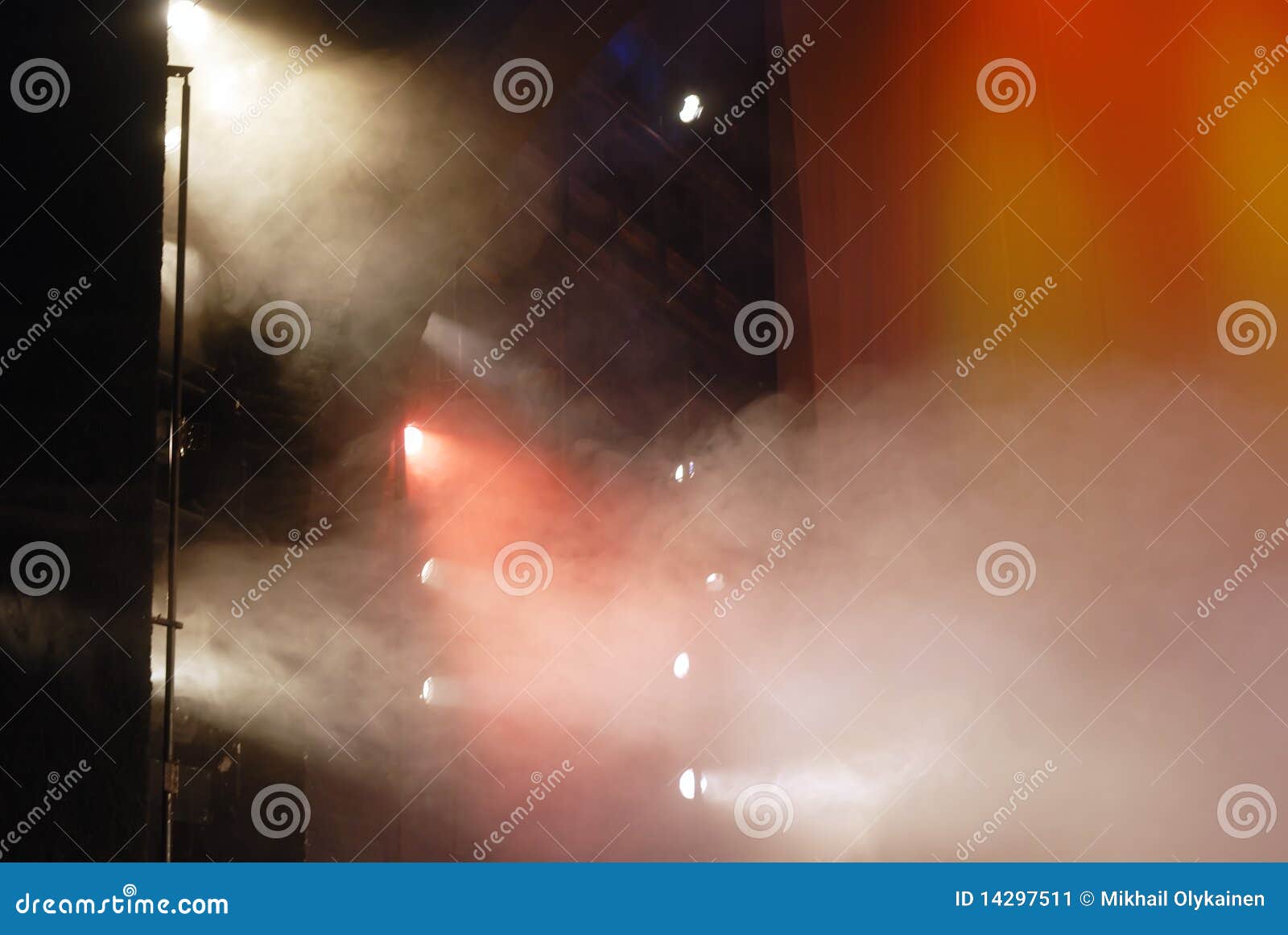 Theater lights with smoke stock image. Image of abstract - 14297511