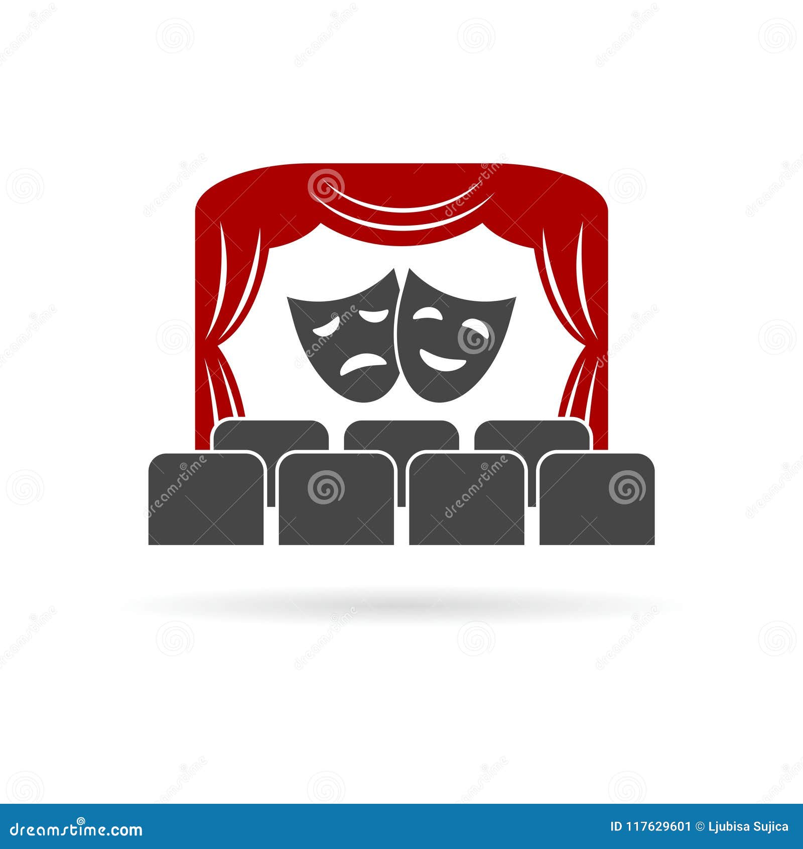 Theater Logo, Theater Icon, Theater Stage With Curtain And Seats Vector ...