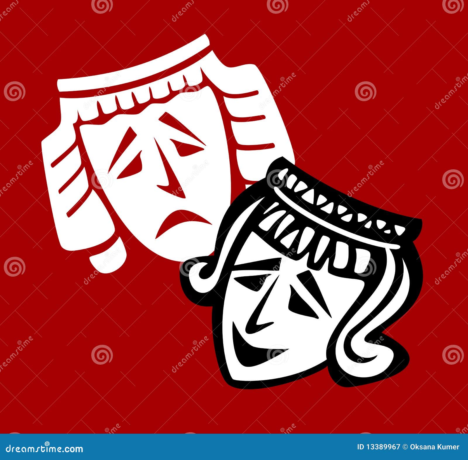 Theater Mask Tattoo Vector. Hypocrite Face. Actor Tattoo. Black And ...