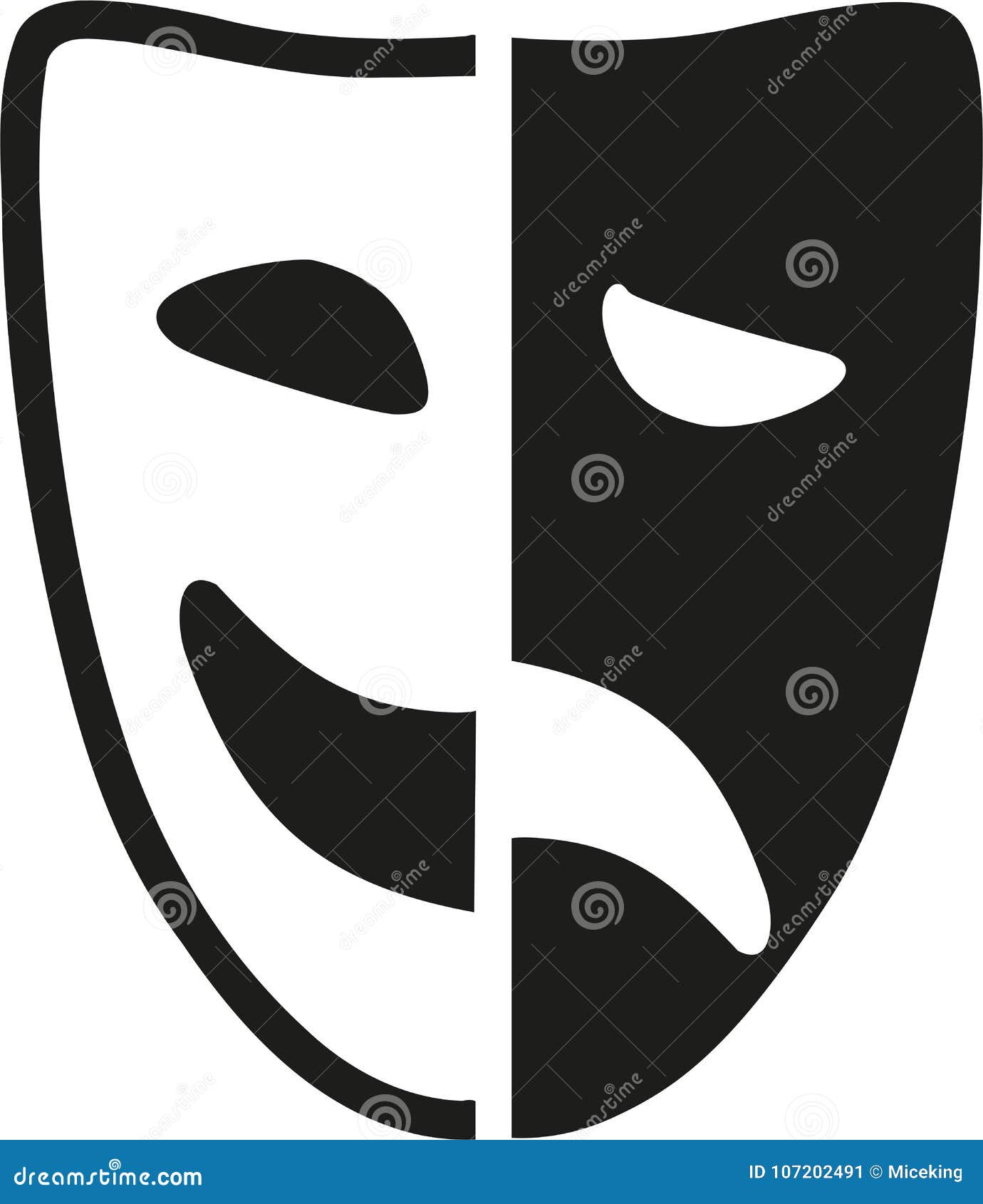 Theater mask half and half stock vector. Illustration of stage - 107202491