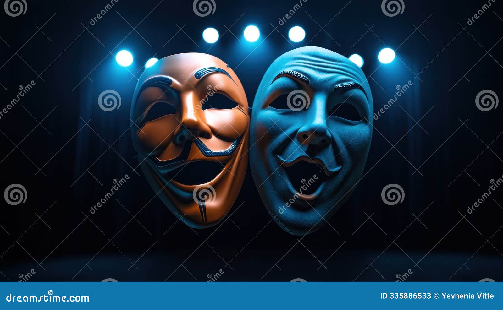 Theater Masks of Comedy and Tragedy Under Dramatic Lighting. Generative ...