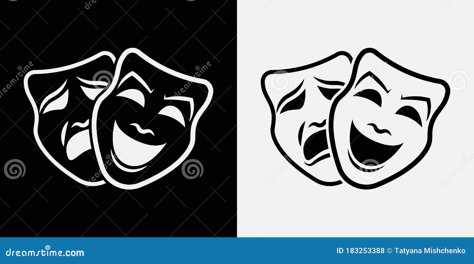 Theater Masks. Vector Illustration Stock Illustration - Illustration of ...