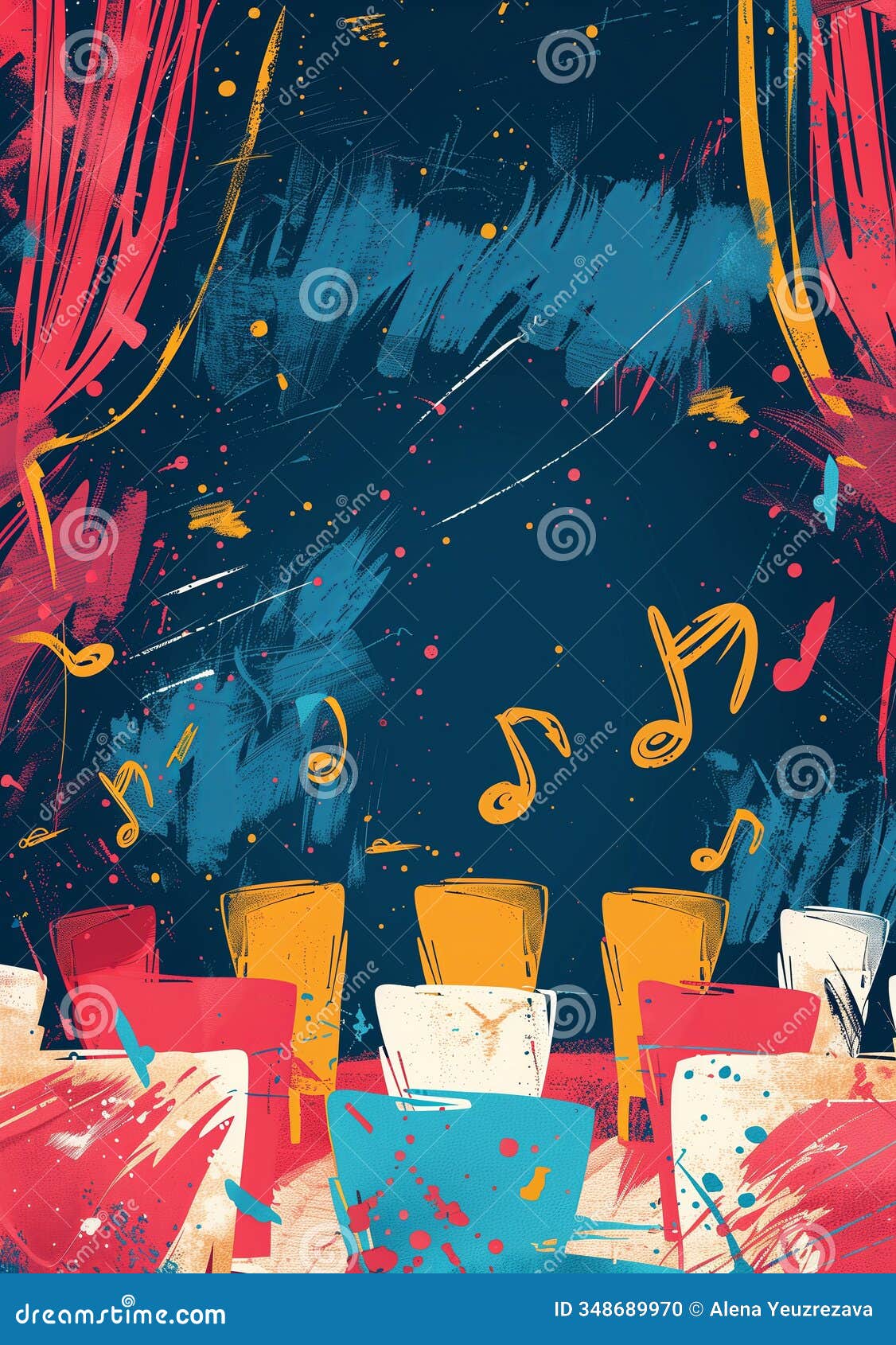 A Theater Promotion Poster Background with a Modern Simple Doodle ...