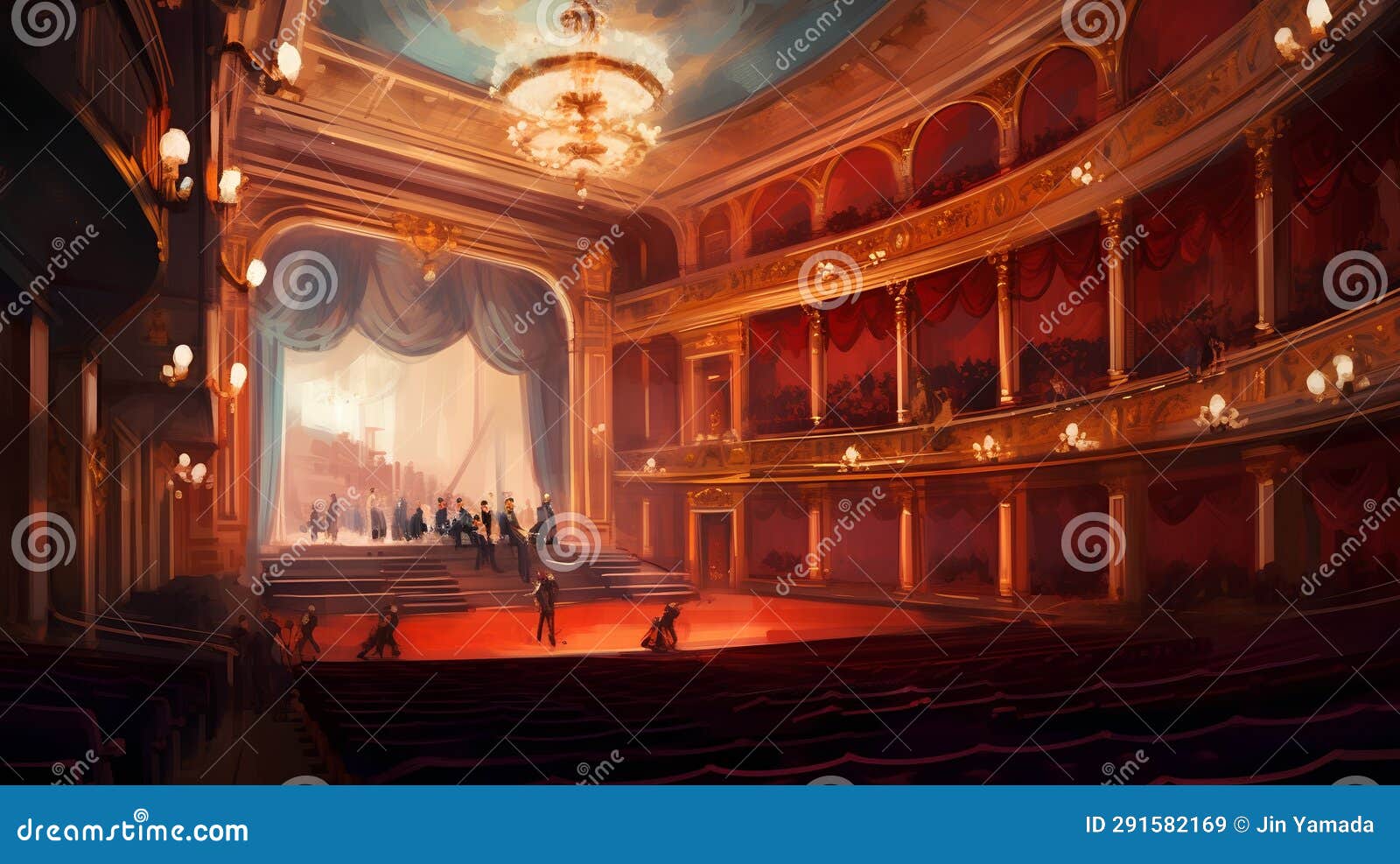 Theater Scene with People in the Auditorium. 3d Rendering Stock ...