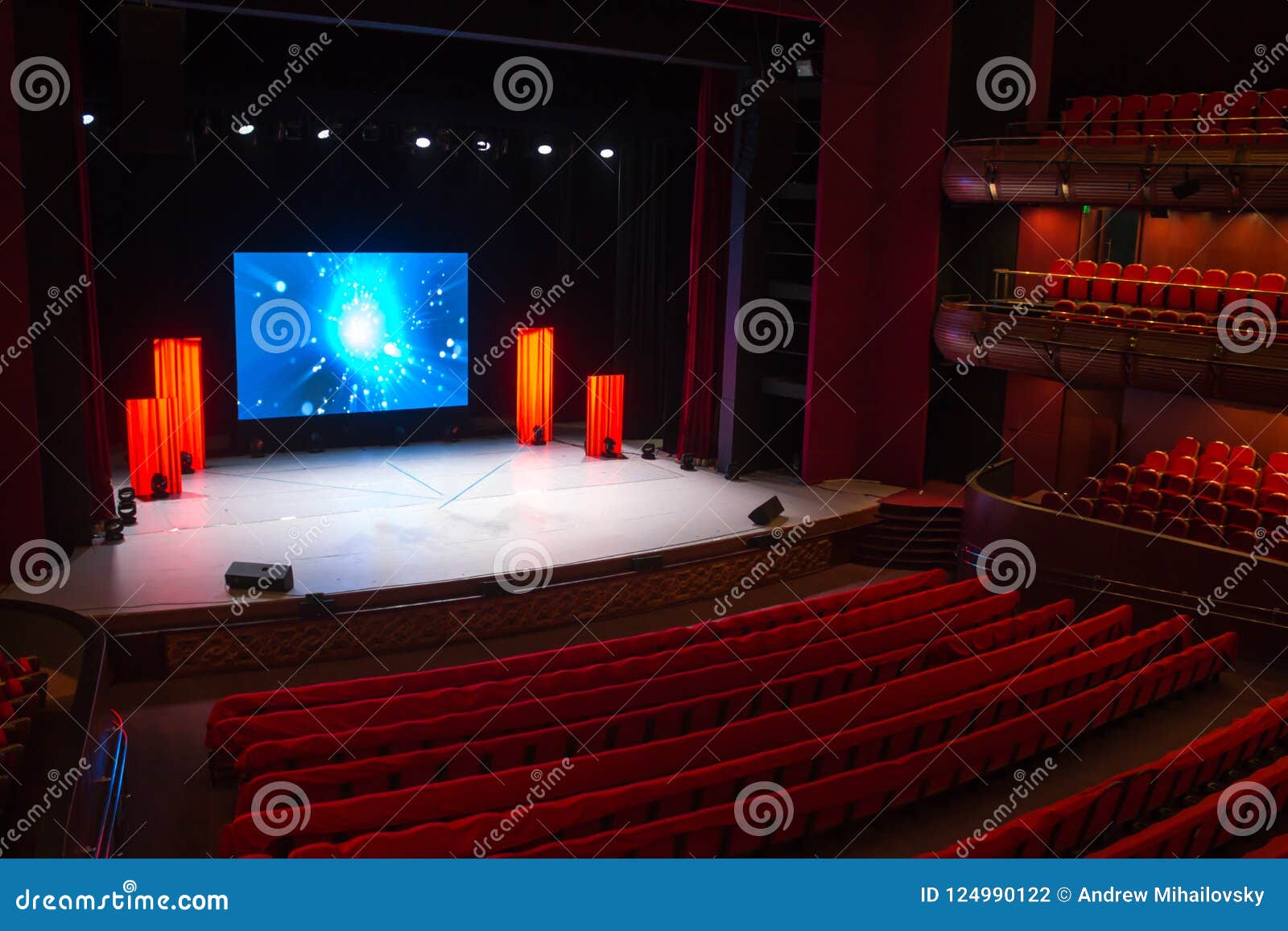 Theater with a Screen on Stage Stock Photo - Image of ceremony, play ...