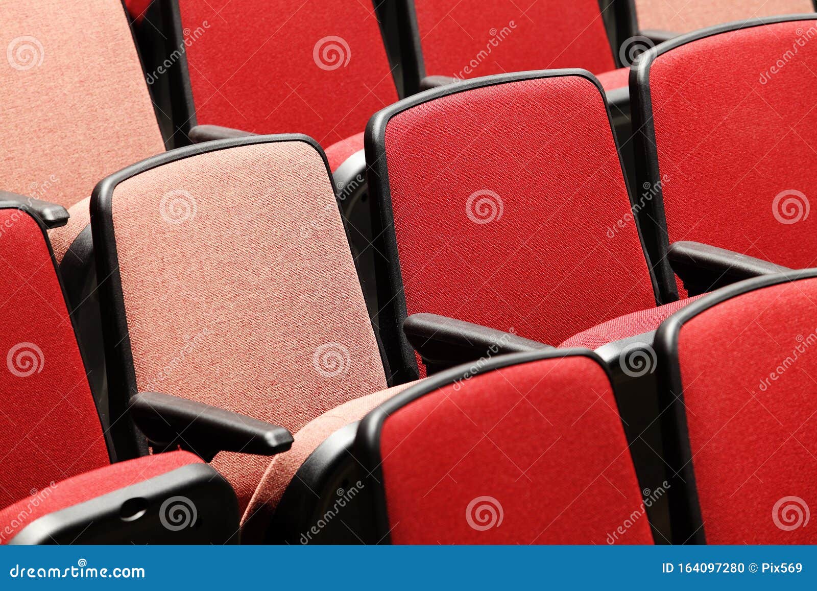 Rows of Multi-colored Theater Seats. Stock Photo - Image of rigby ...